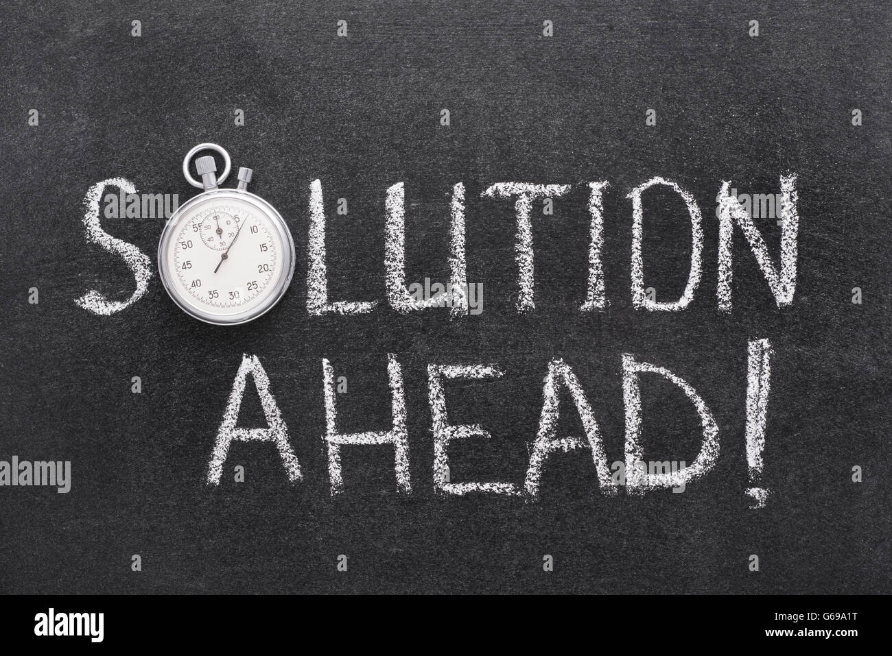 solution ahead phrase handwritten on chalkboard with vintage precise ...