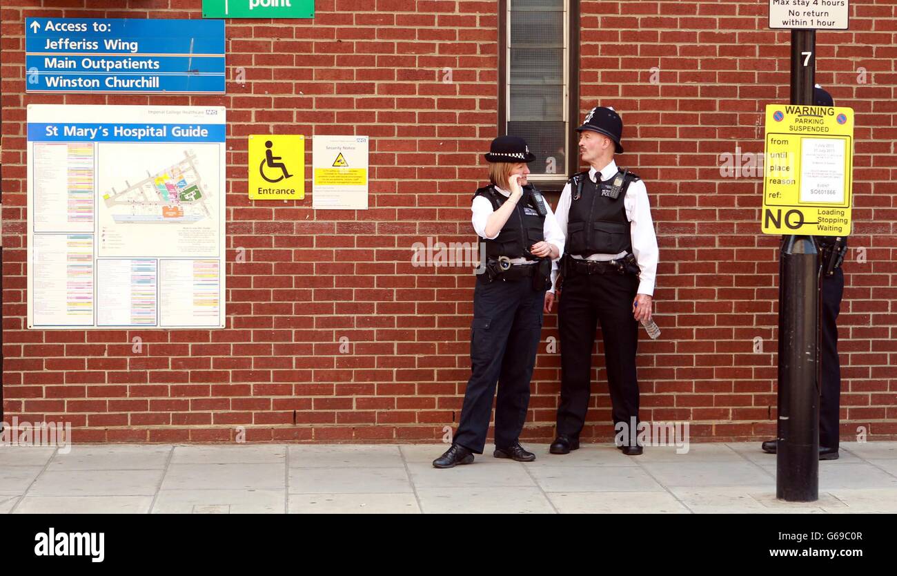Police outside the Lindo Wing, St Mary's Hospital, Paddington in ...