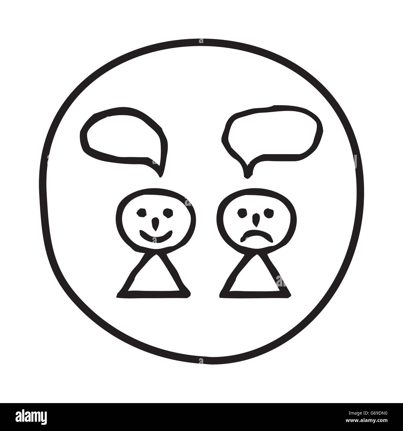 Doodle Happy and Sad person icon Stock Vector Image & Art - Alamy