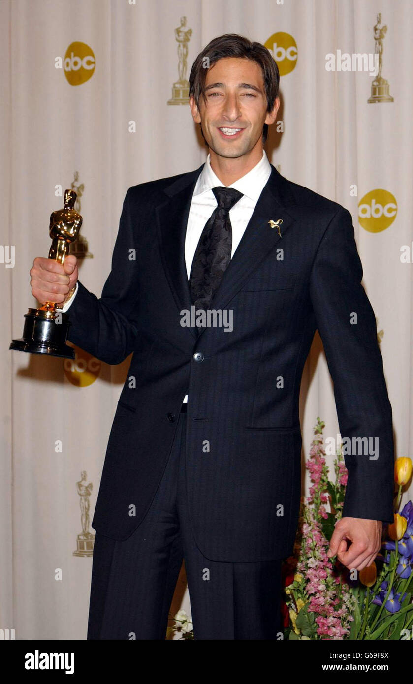 Actor Adrien Brody with his Best Actor Oscar for The Pianist at the ...