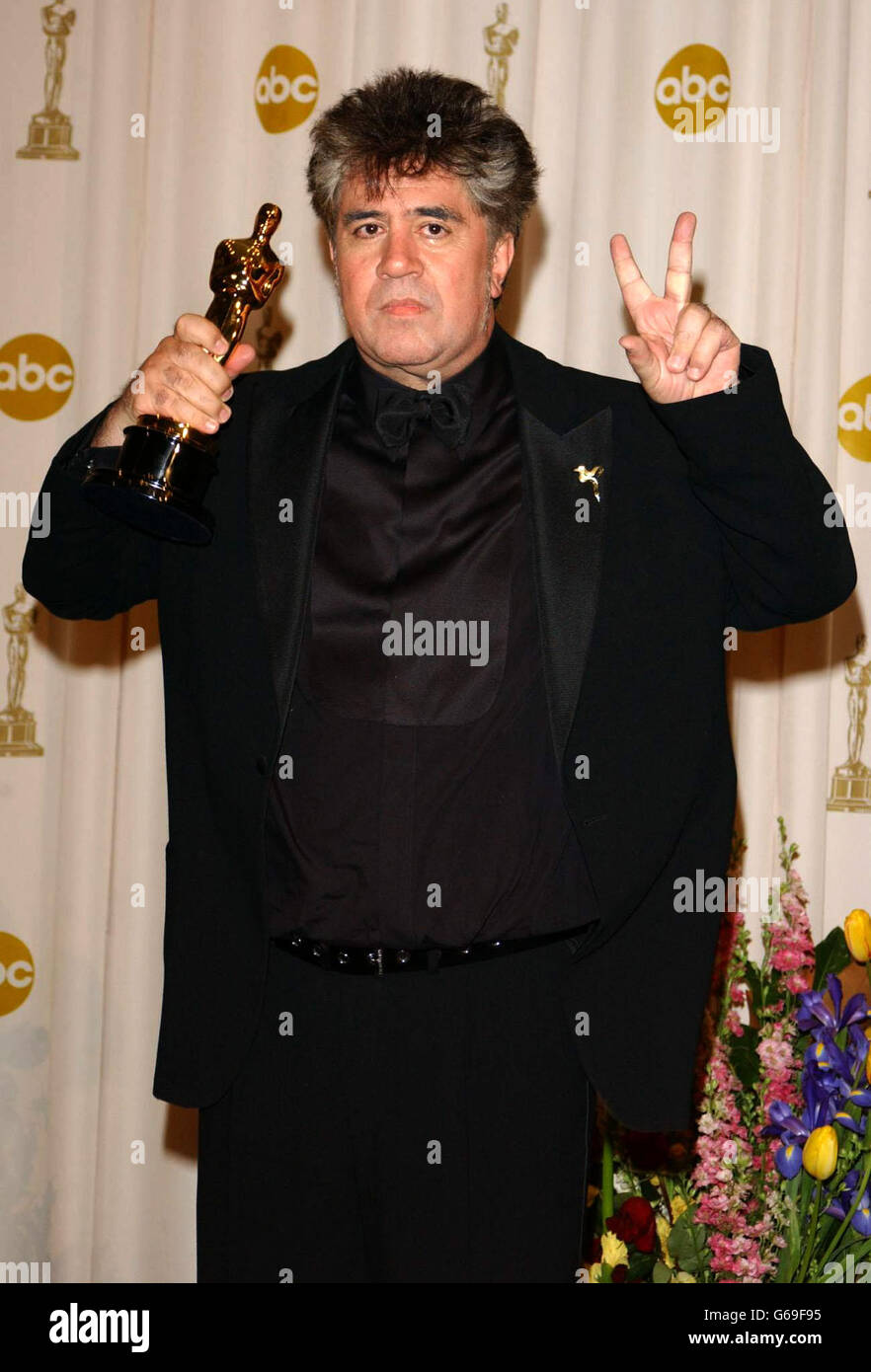 Spanish director Pedro Almodovar with his Oscar for Best Original ...