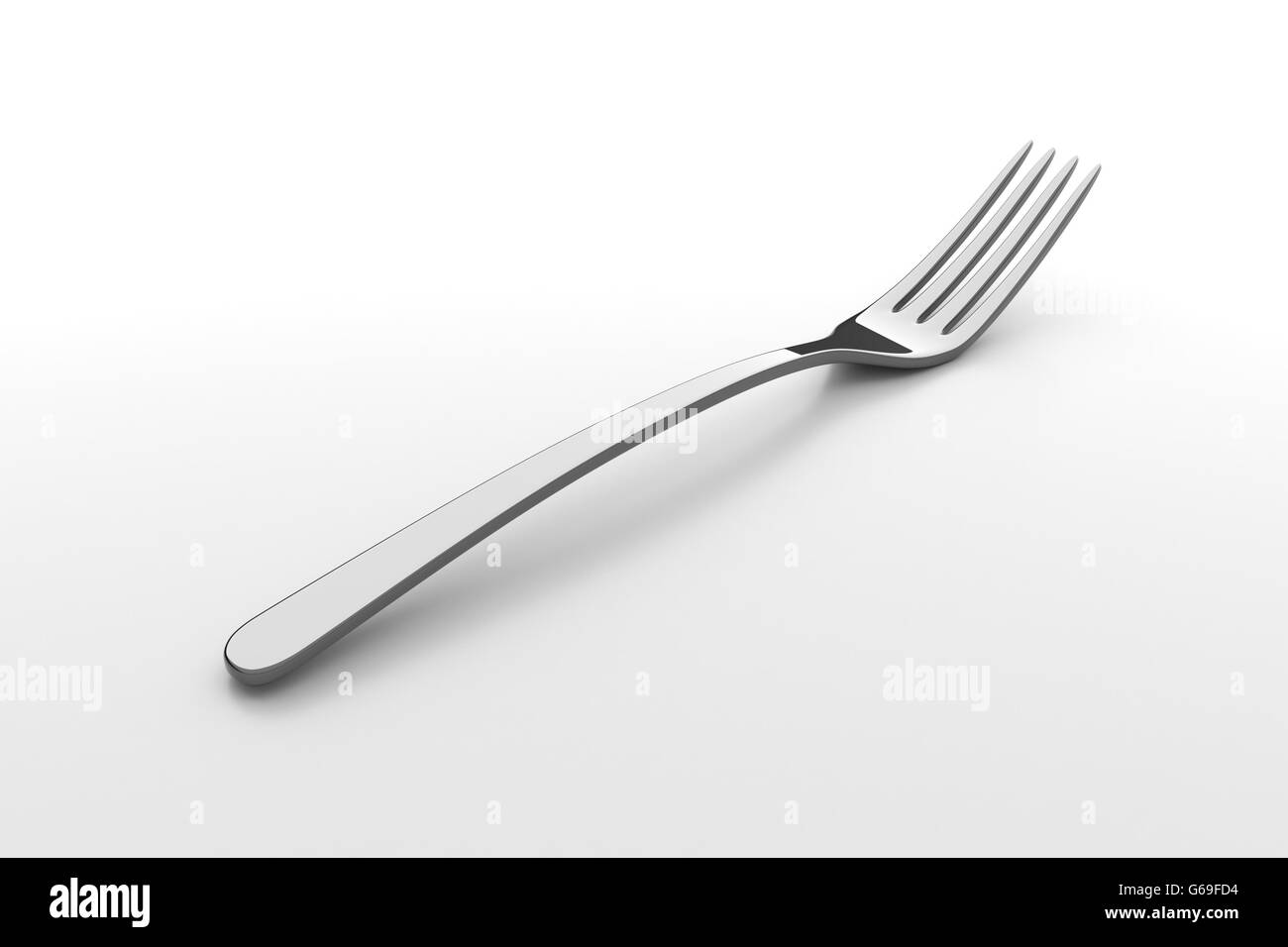Silver fork. Fine cutlery on grey background. Single fork on a table ...