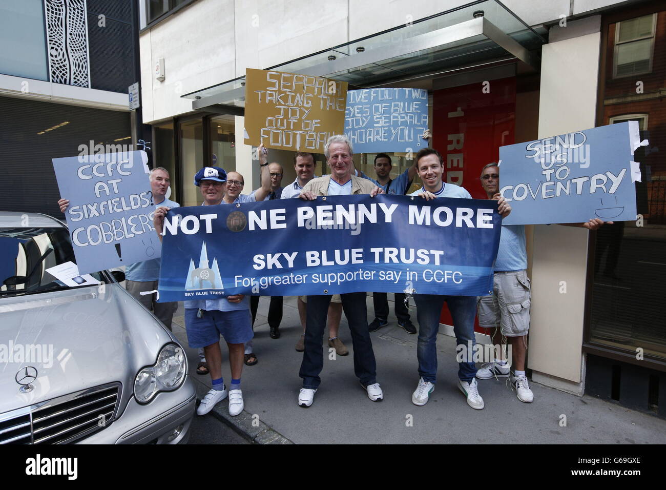 Coventry City fans protest outside the offices of SISU Capital in Red ...