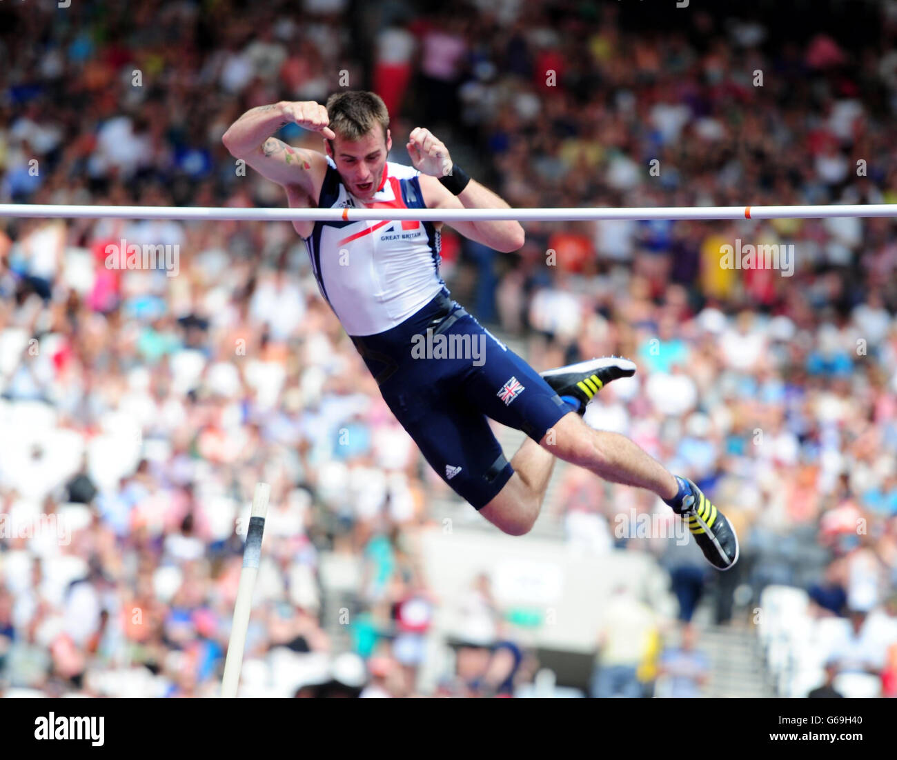 Great Britain's Luke Cutts during the men's pole vaults during day two ...