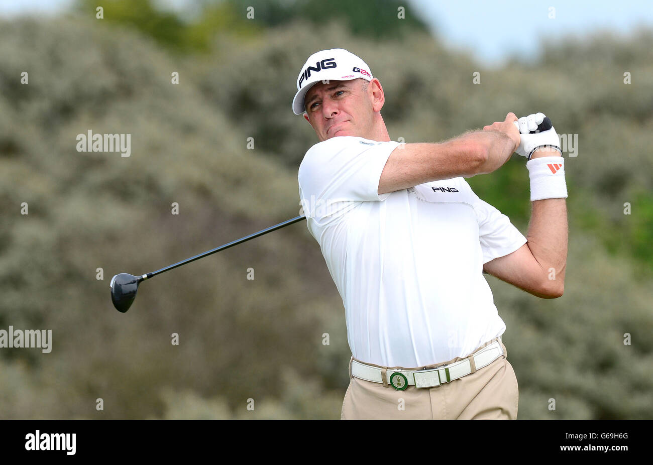 Australia's Peter Fowler tee's off at the 2nd during the Senior Open ...