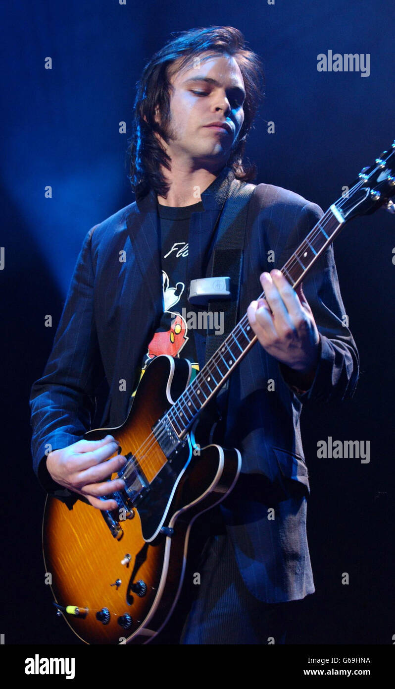 Supergrass lead singer Gaz Coombes performs on stage during a special ...