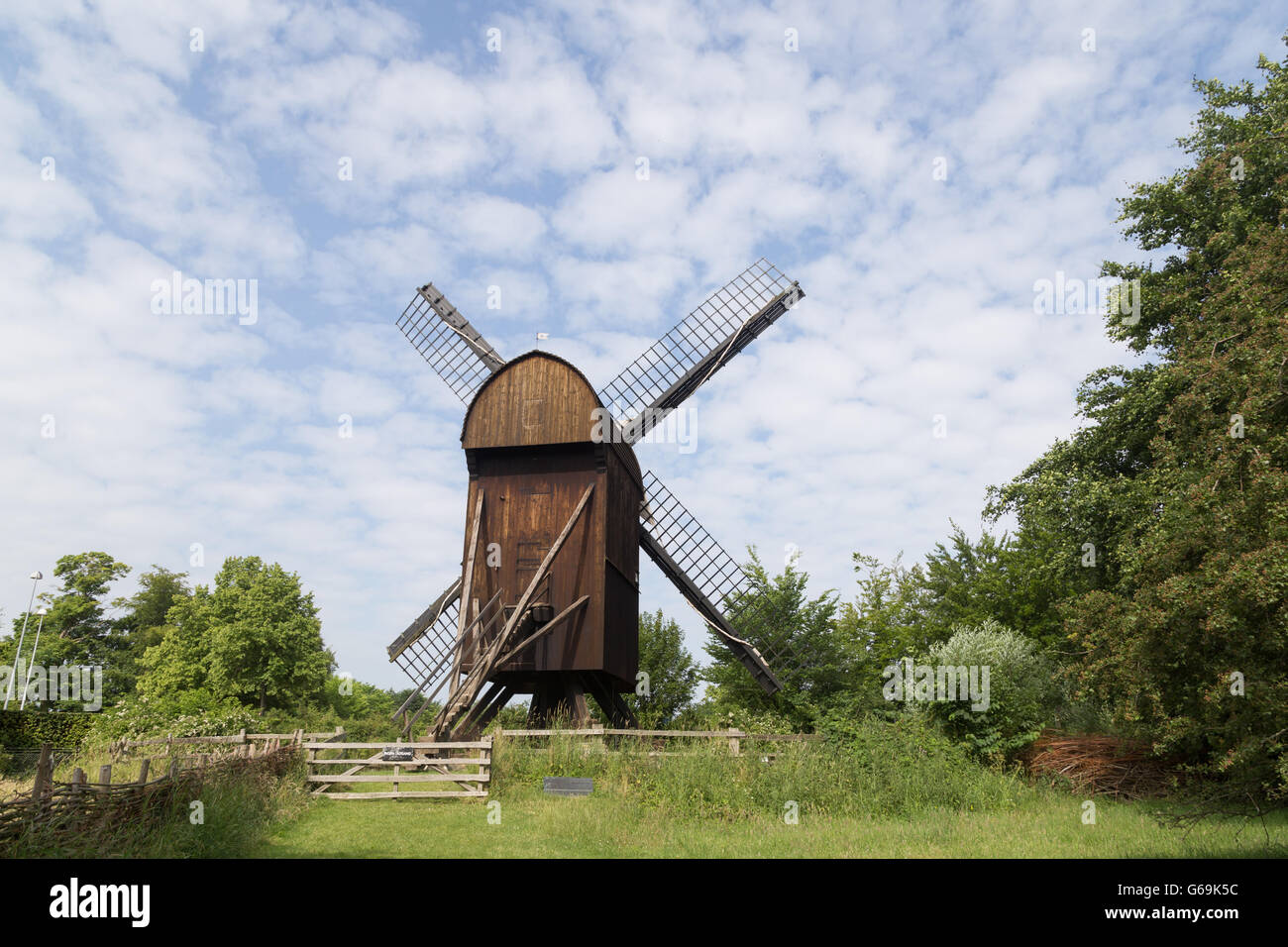 Lyngby, Denmark - June 23, 2016: A historic windmill in the Frilands ...