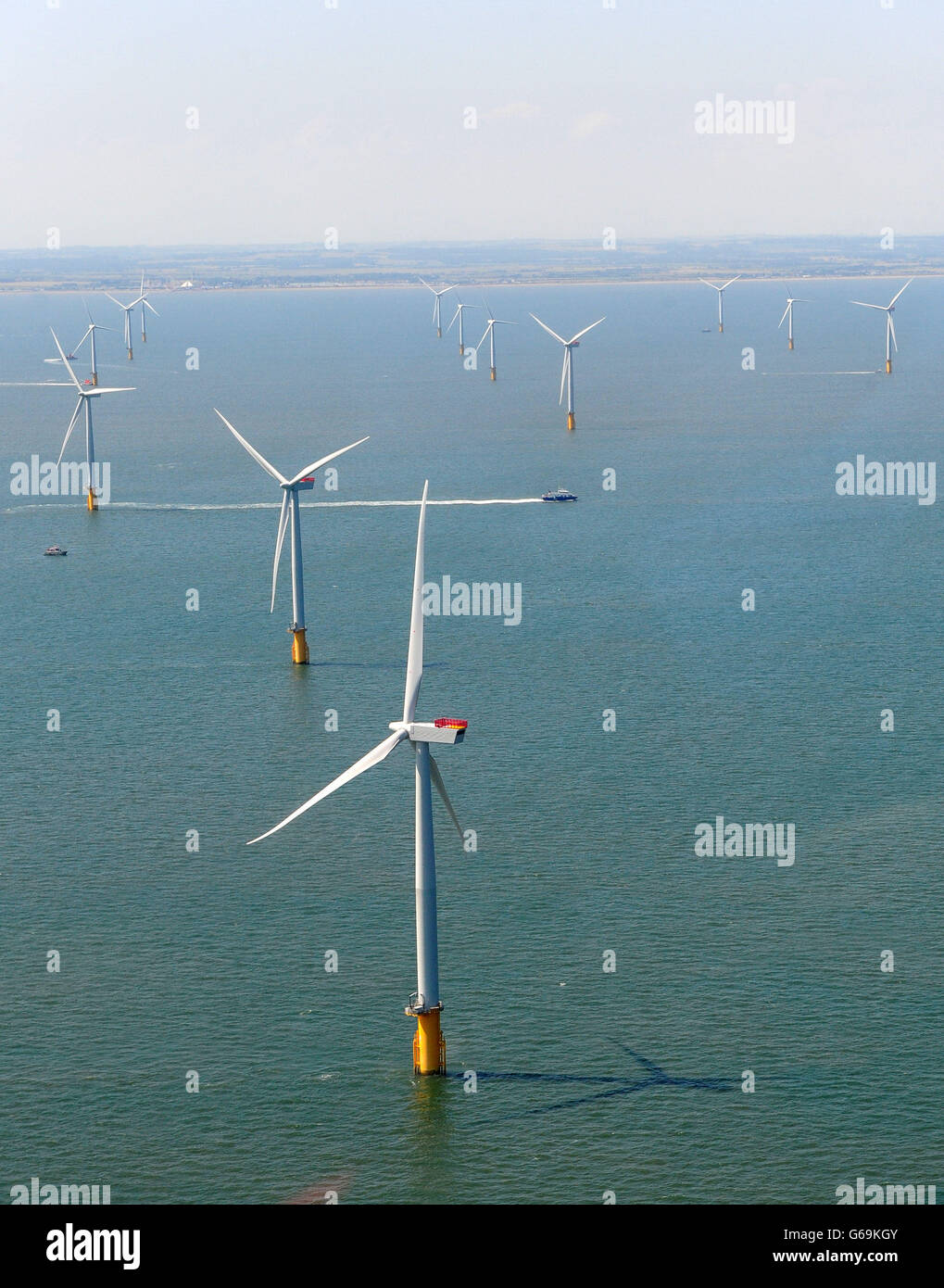 An aerial view showing the new Centrica Energy Lincs offshore wind farm ...