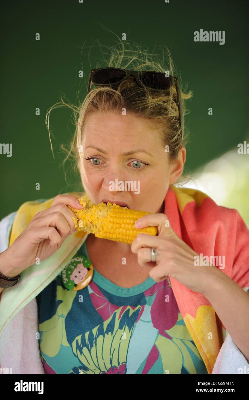 World Sweetcorn Eating Championships at York Maze Stock Photo - Alamy