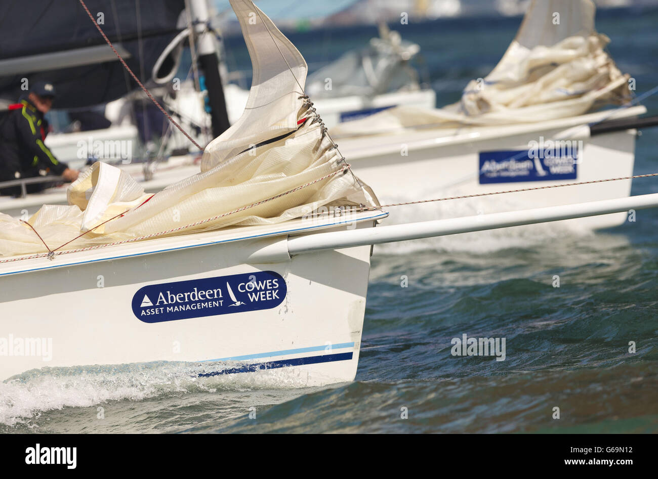 The J80 fleet start racing during day one of the Aberdeen Asset ...