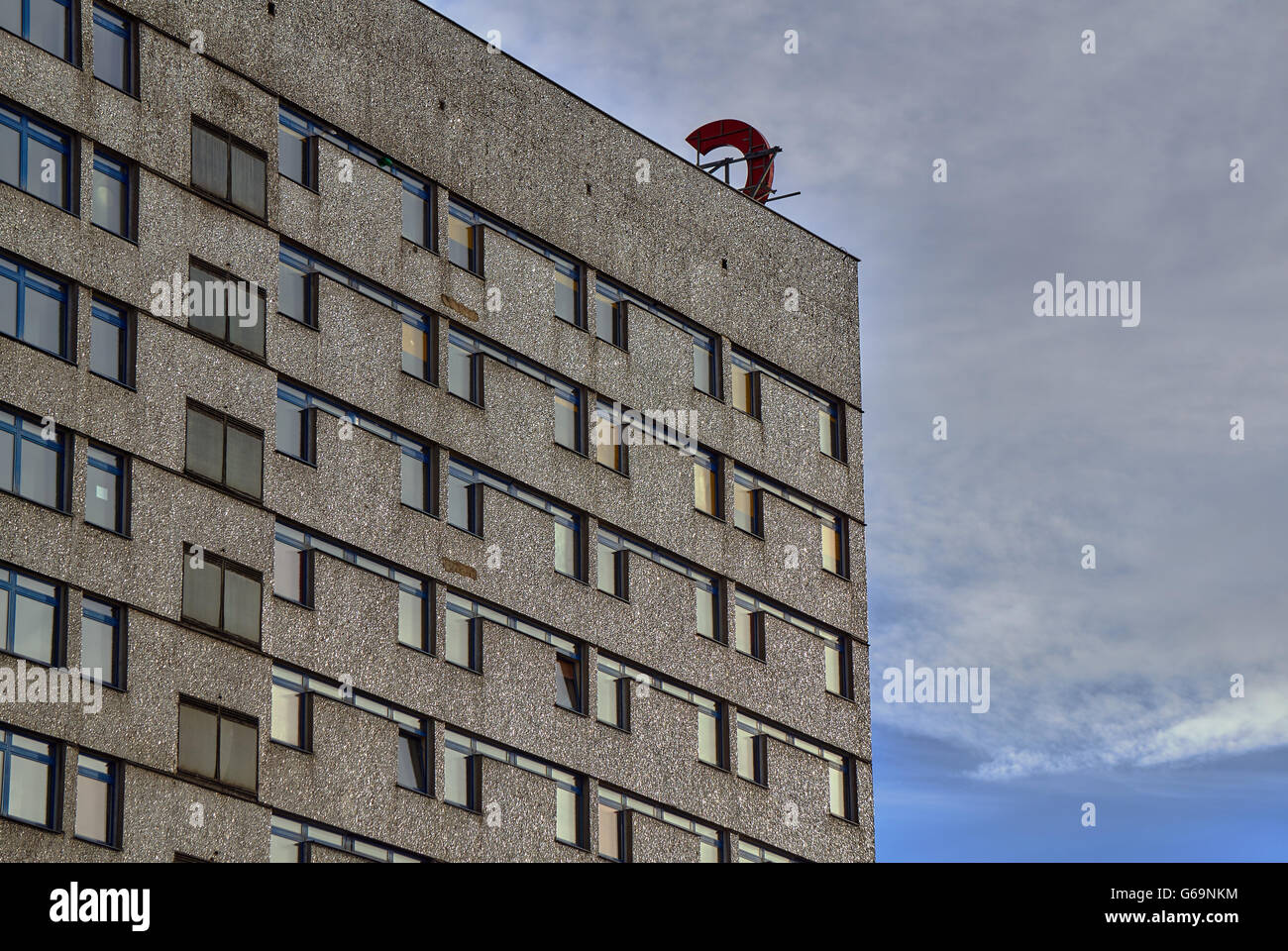 The facade of a residential high-rise buildings in Poznan Stock Photo ...