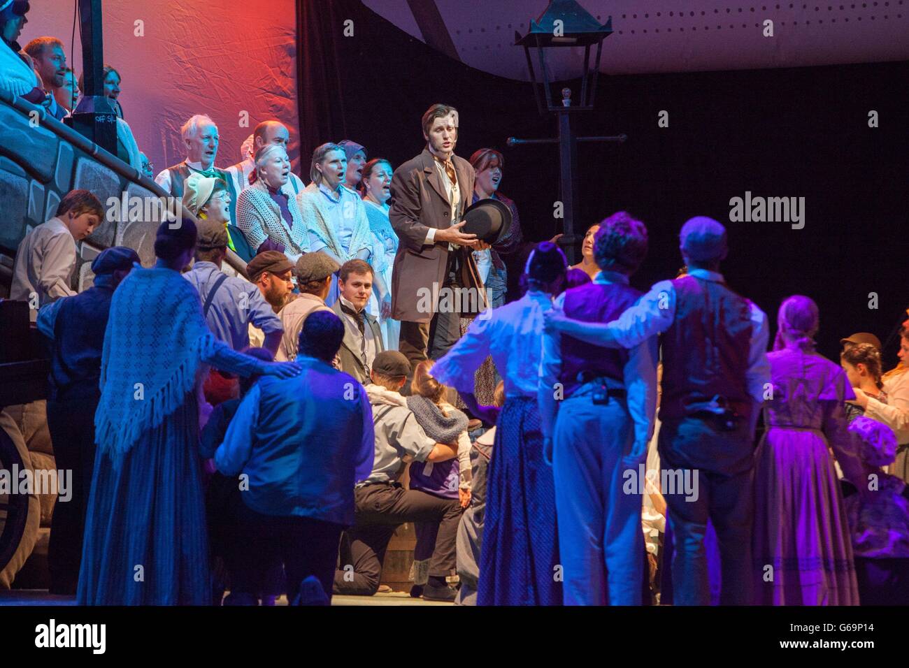 EDITORIAL USE ONLY: Cast members from The Real Mormon Musical on stage ...