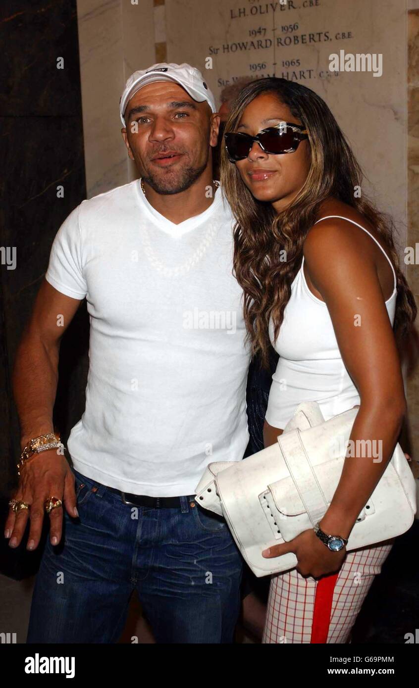 Drum & Bass musician Goldie and his wife Sonya, arriving at a party to ...