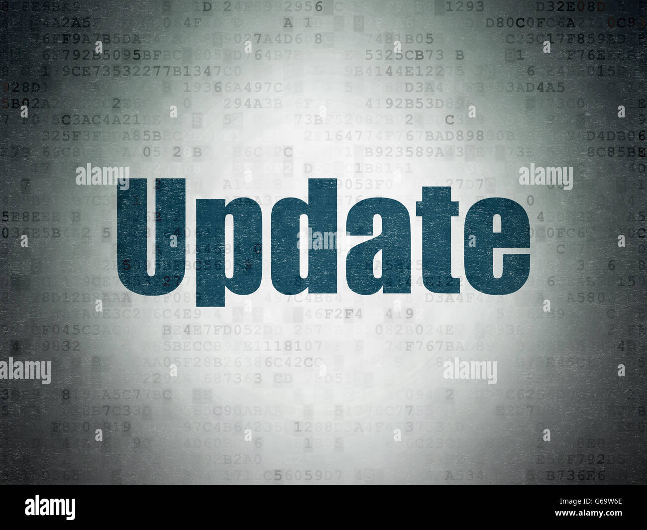 Web development concept: Update on Digital Data Paper background Stock ...