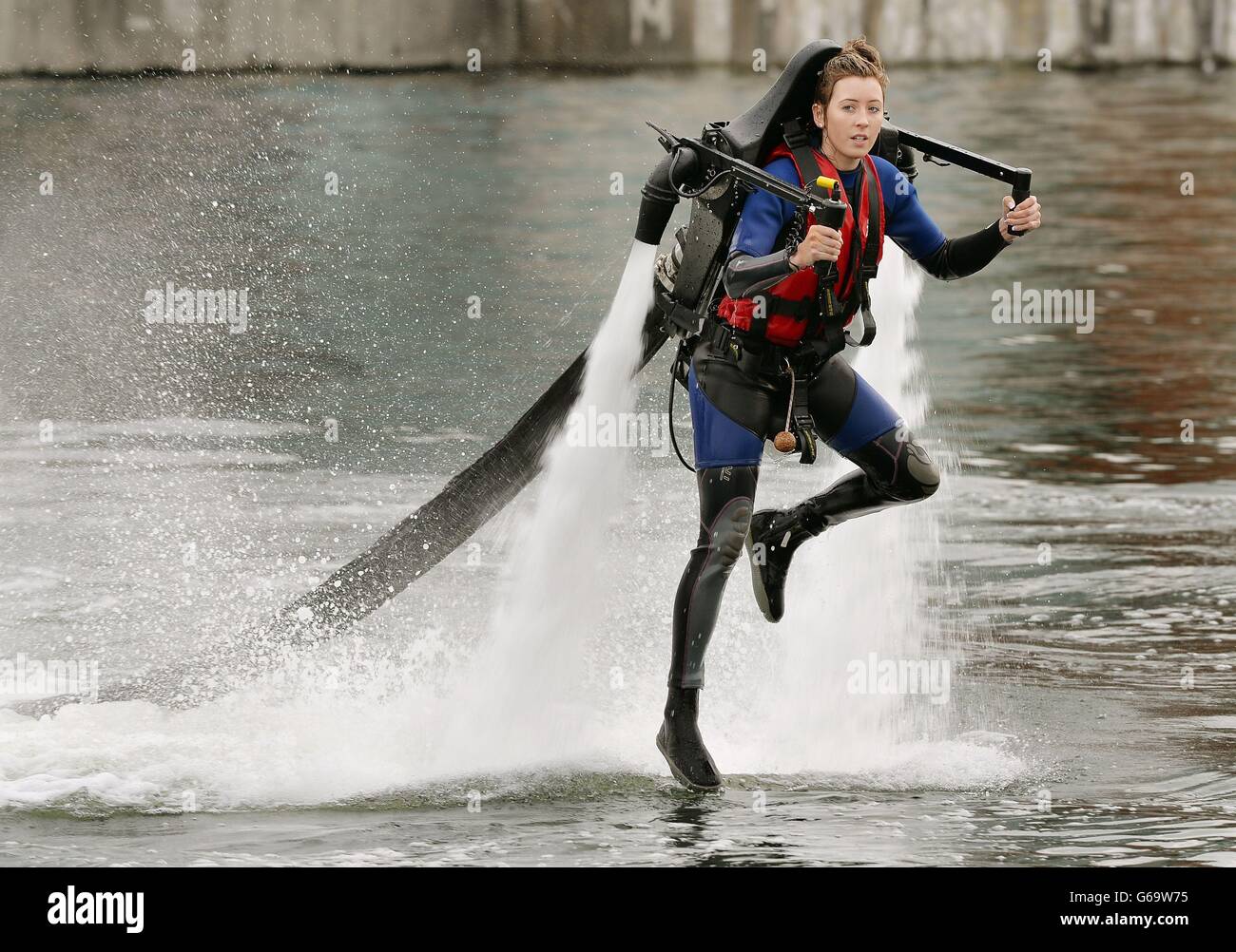 Olympic Athlete Jade Jones tries out a JetLev water flying machine in ...