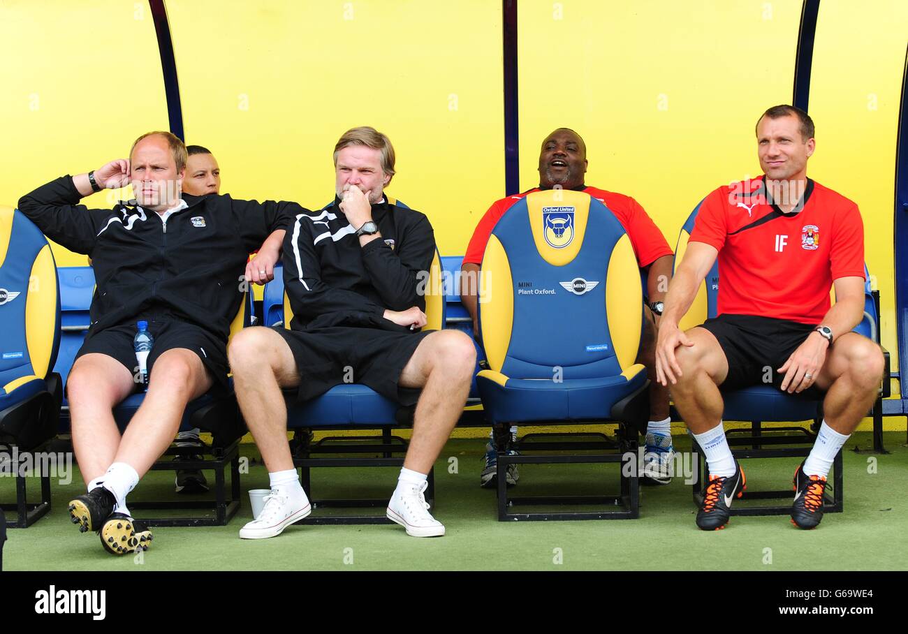 Coventry City manager Steve Pressley with his back room staff Stock ...