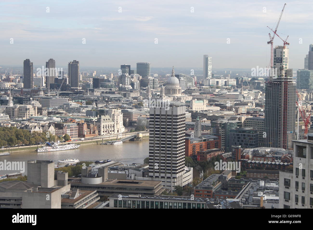 View of London from the London Eye, River Thames, tourist, capital city ...