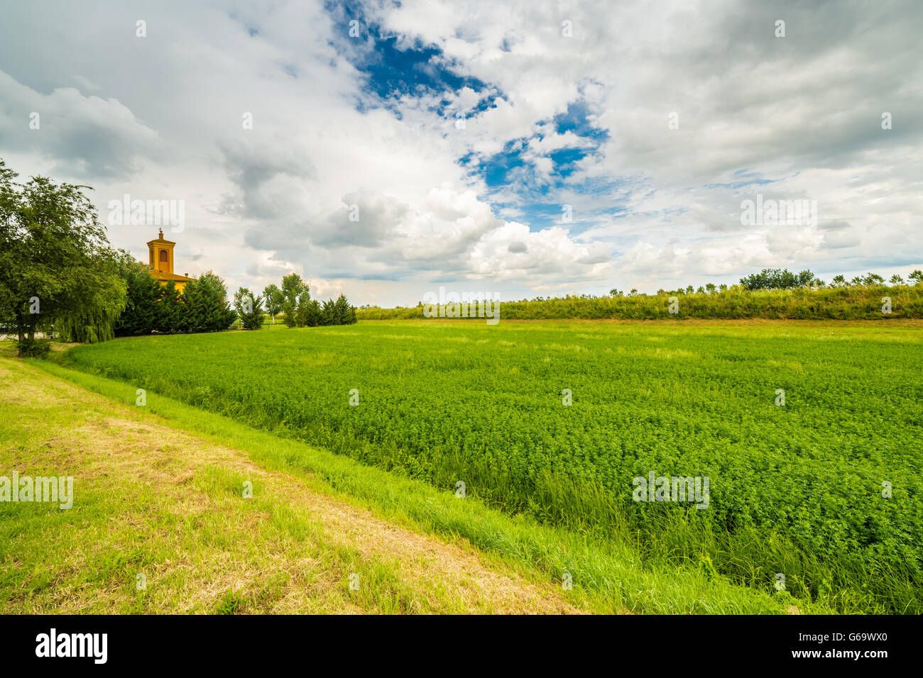 eighteenth-century church in the quiet green Italian countryside Stock ...