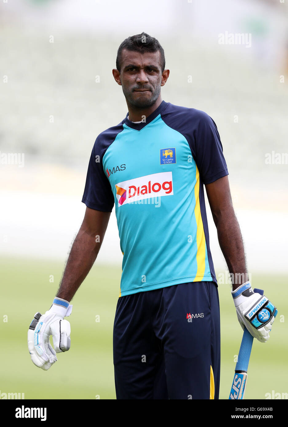 Sri Lanka's Farveez Maharoof during a nets session at Edgbaston ...