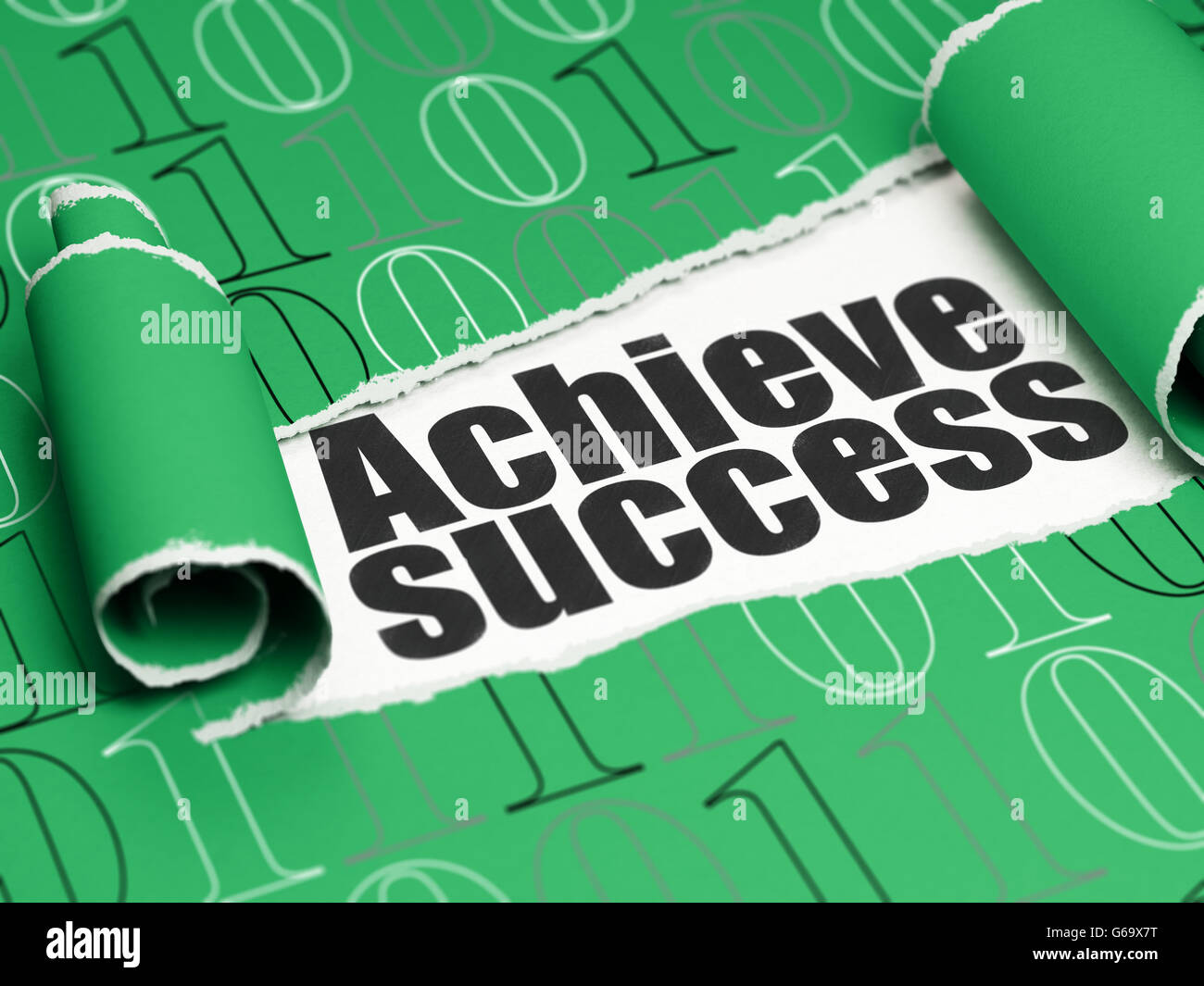 Finance concept: black text Achieve Success under the piece of torn ...