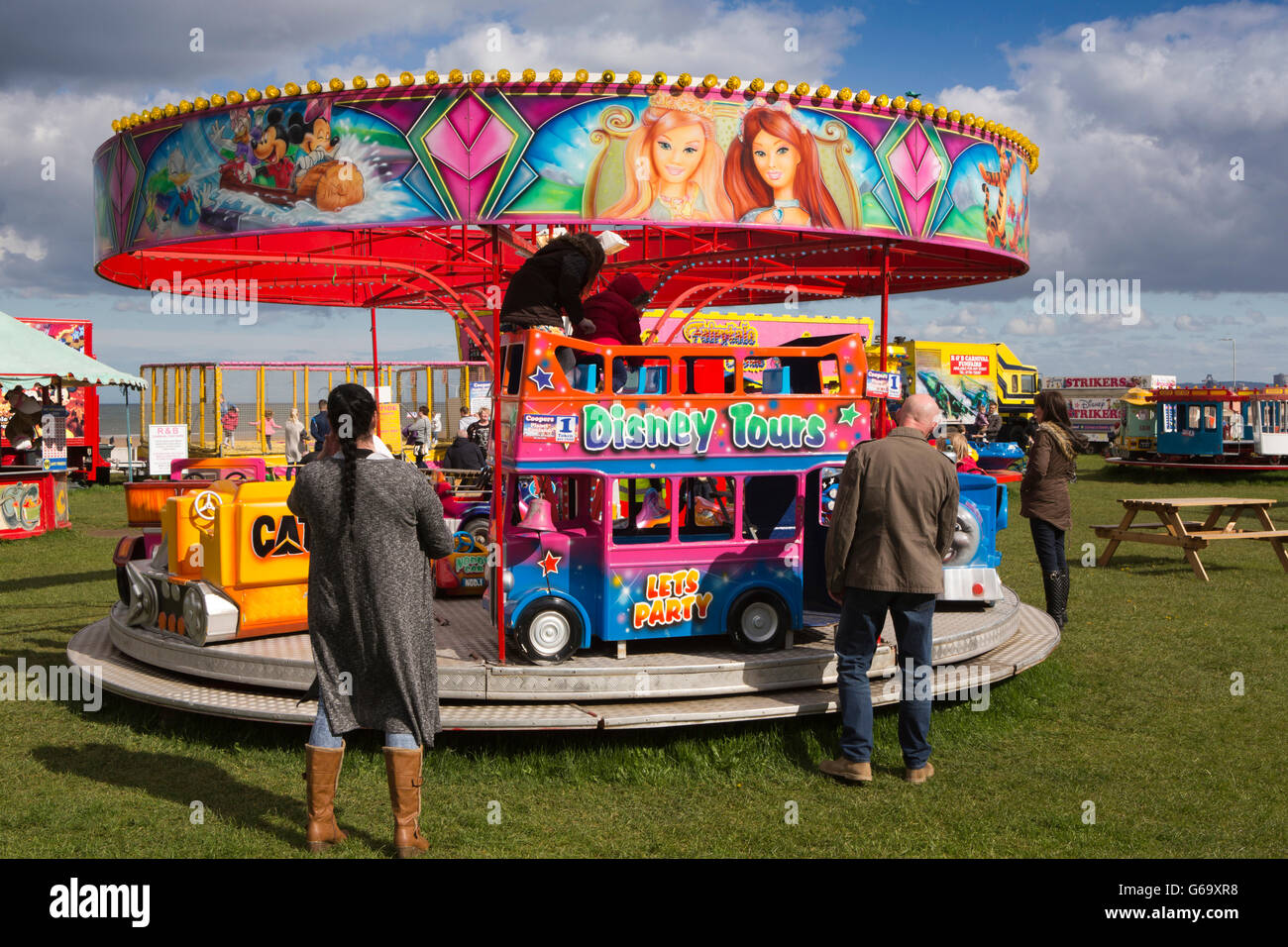 UK, County Durham, Hartlepool, Seaton Carew, seafront merry-go-round in ...