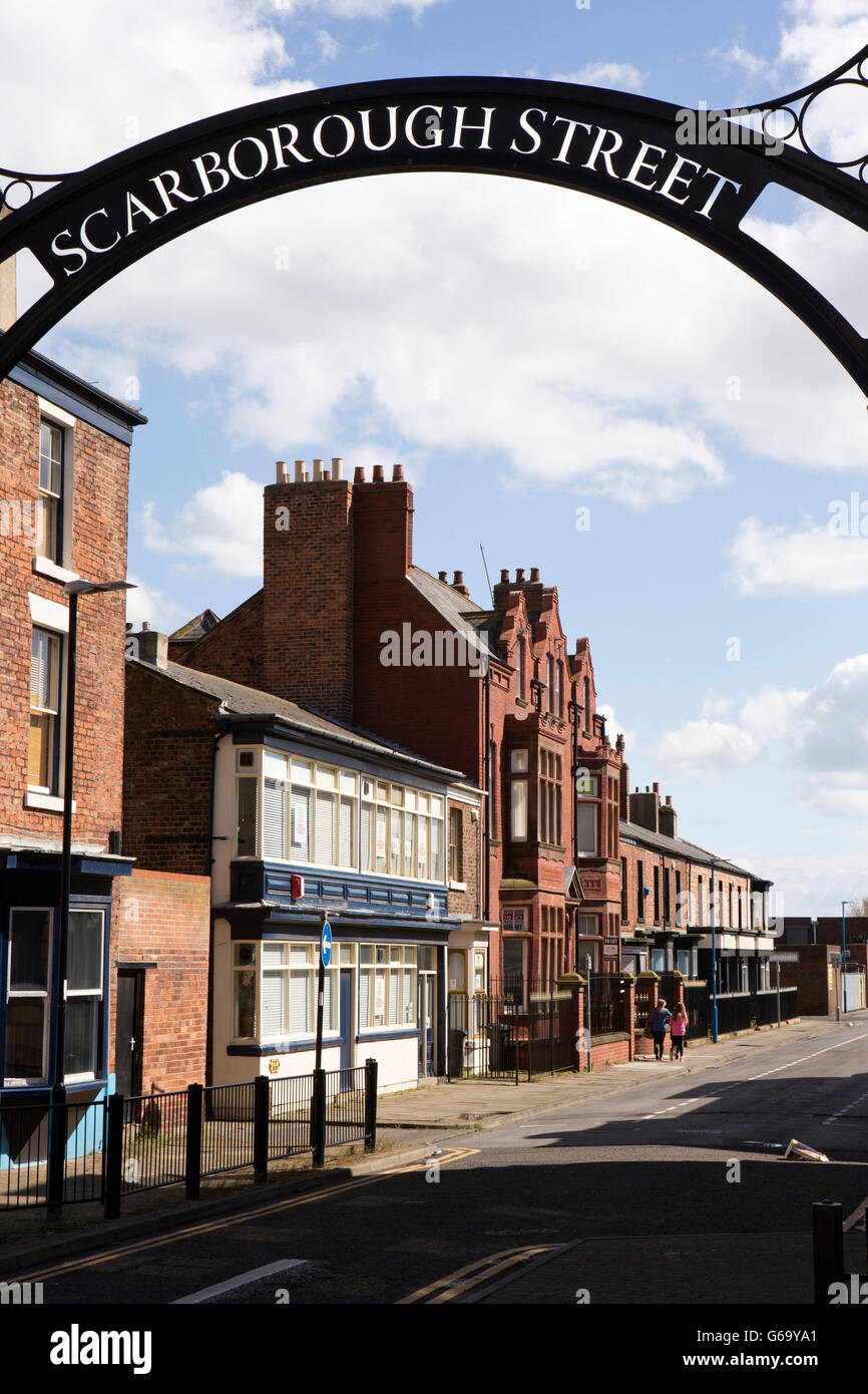 UK, County Durham, Hartlepool, Church Street, sign over entrance to ...