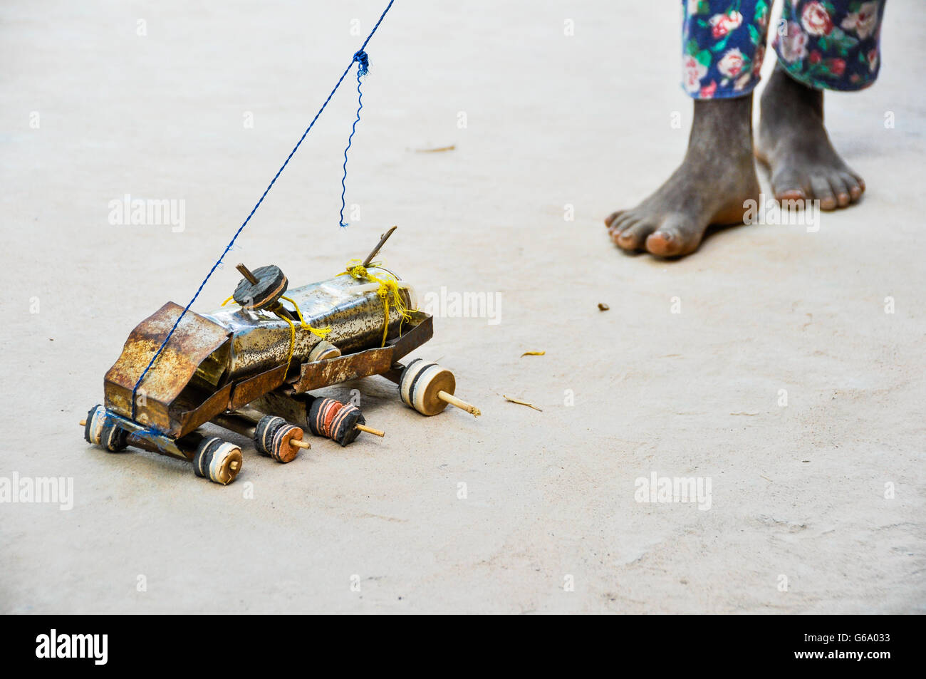 handmade toy car and boy Stock Photo - Alamy