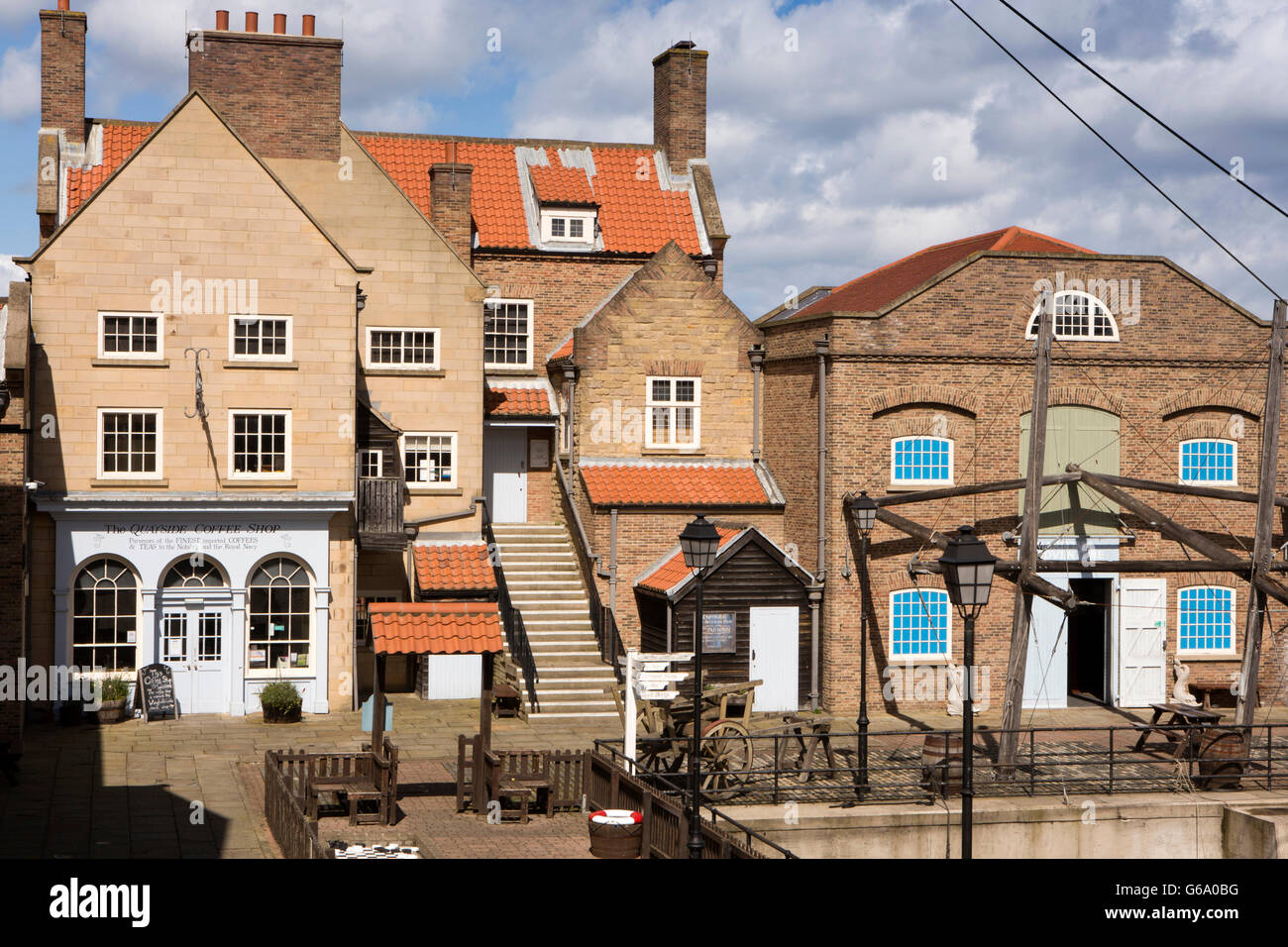 UK, County Durham, Hartlepool Maritime Experience, Quayside buildings ...