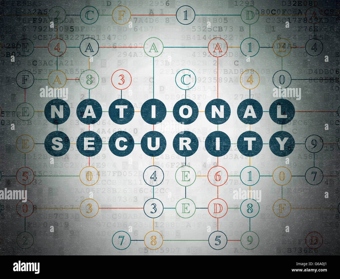 Protection concept: National Security on Digital Data Paper background ...