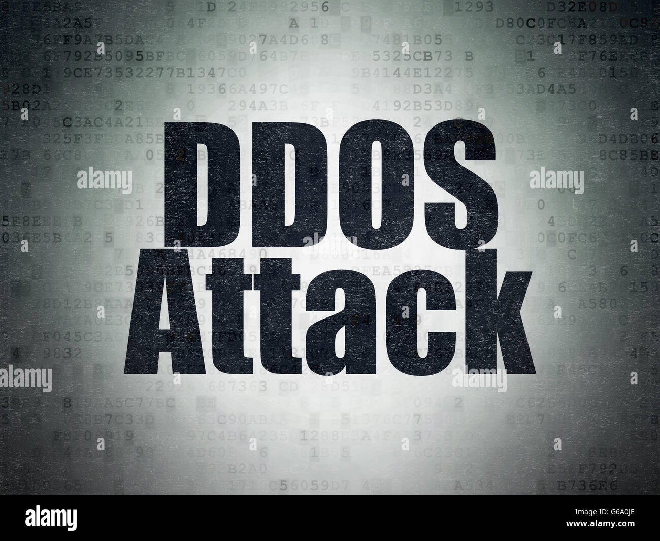 Protection concept: DDOS Attack on Digital Data Paper background Stock ...