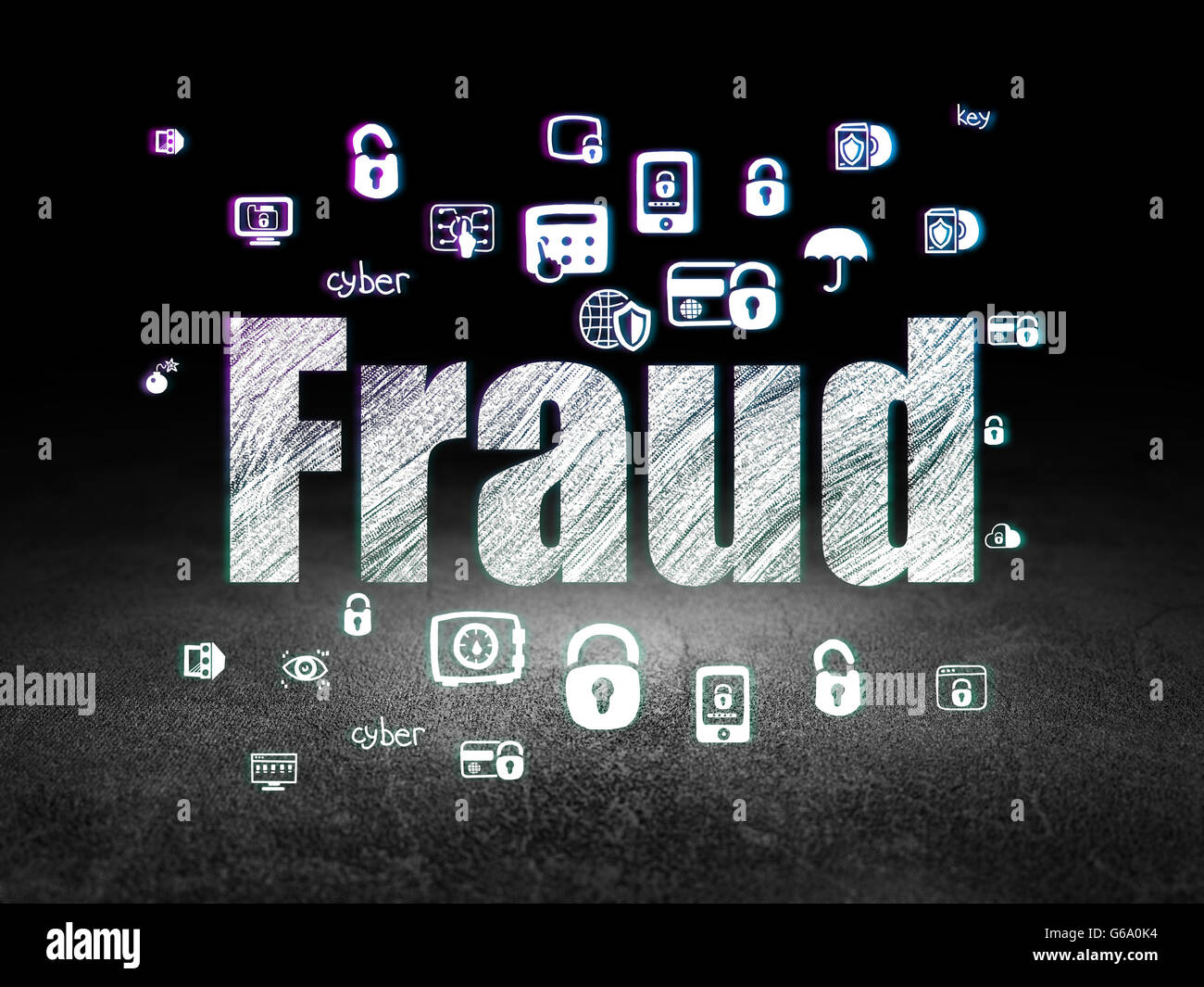 Protection concept: Fraud in grunge dark room Stock Photo - Alamy