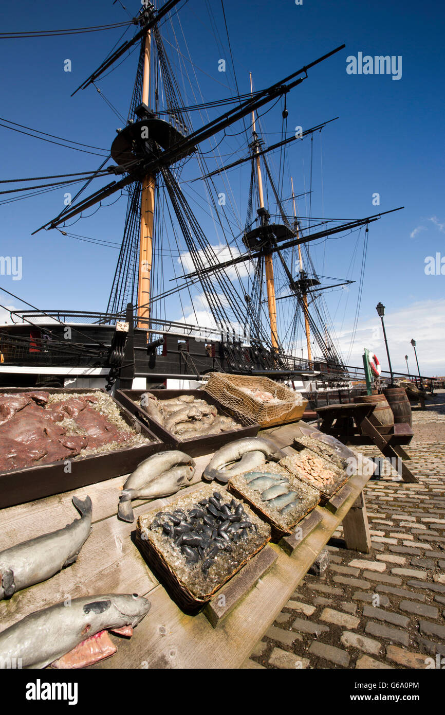 UK, County Durham, Hartlepool Maritime Experience, quayside fish ...