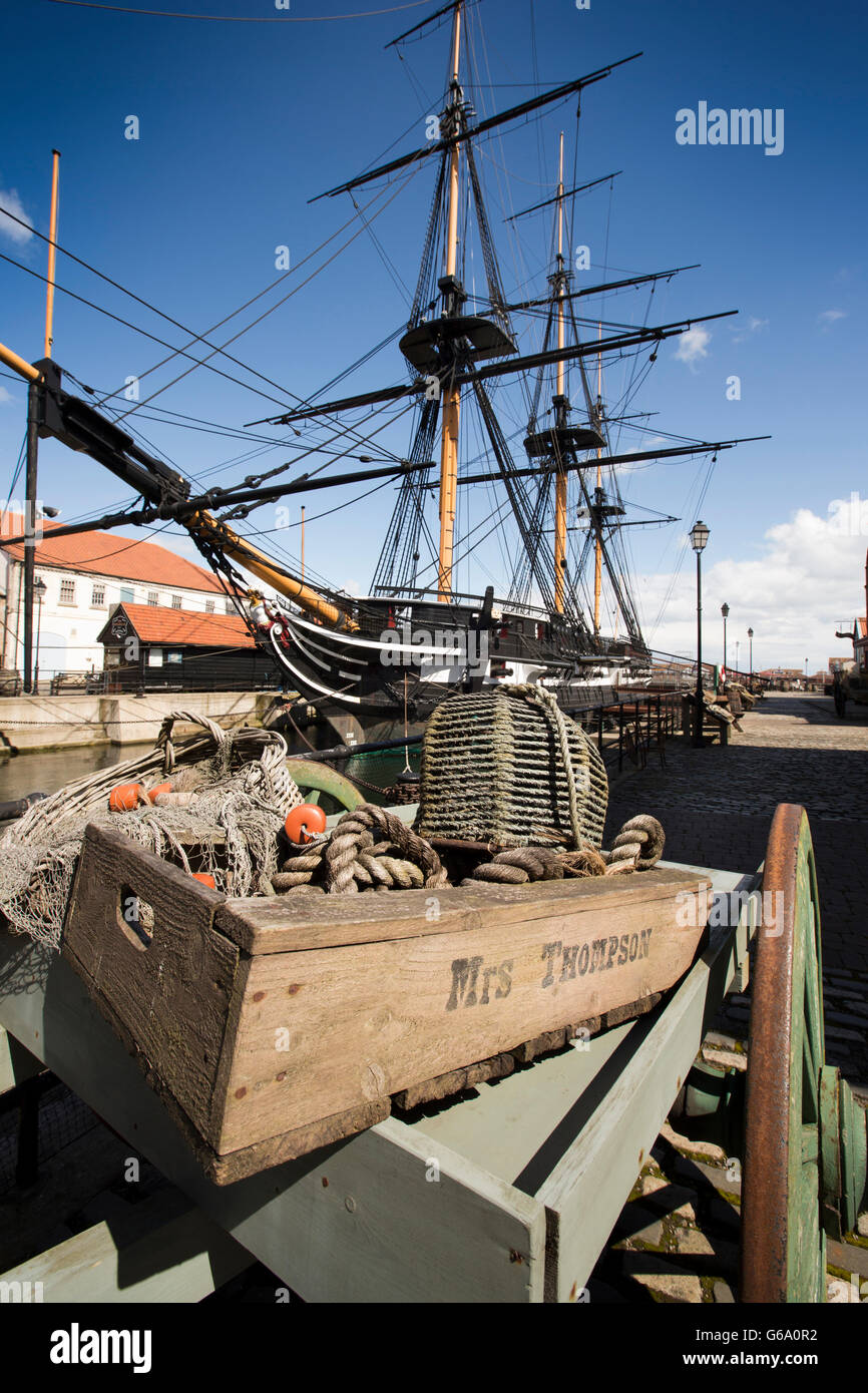 UK, County Durham, Hartlepool Maritime Experience, quayside cart by HMS ...