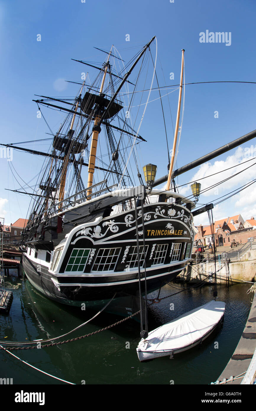 UK, County Durham, Hartlepool Maritime Experience, stern of HMS ...