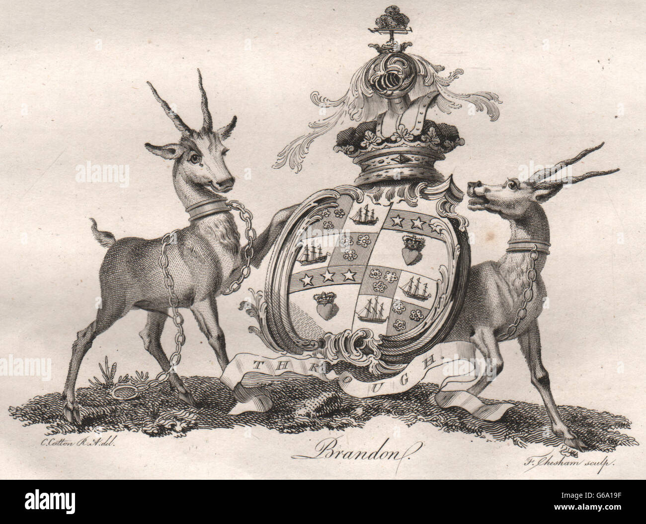 BRANDON: Coat of Arms. Heraldry, antique print 1790 Stock Photo - Alamy