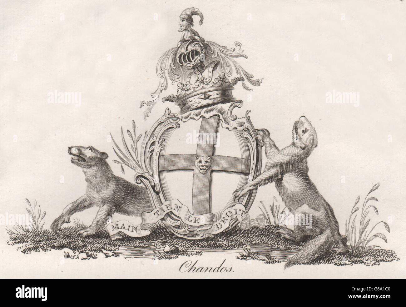 CHANDOS: Coat of Arms. Heraldry, antique print 1790 Stock Photo - Alamy