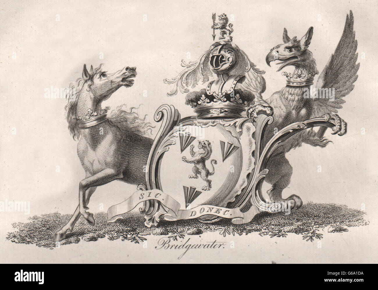 BRIDGEWATER: Coat of Arms. Heraldry, antique print 1790 Stock Photo - Alamy