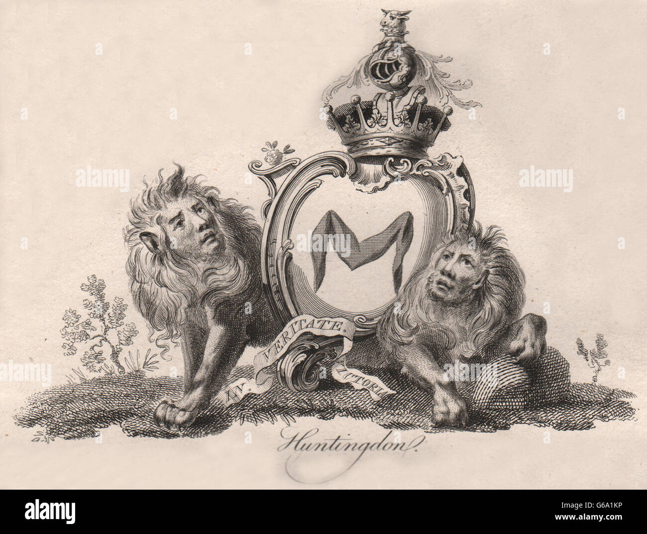 HUNTINGDON: Coat of Arms. Heraldry, antique print 1790 Stock Photo - Alamy