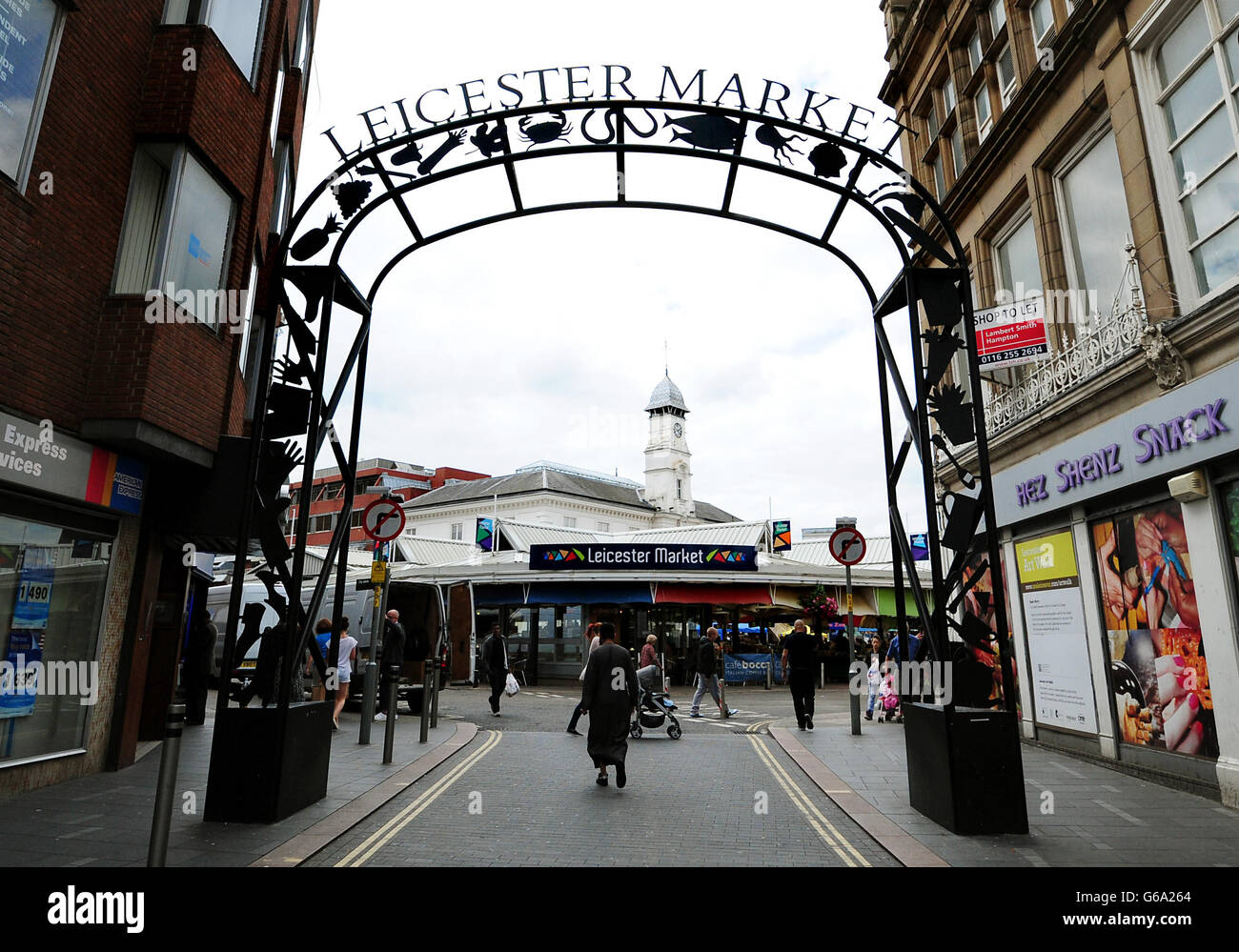 General view of Leicester Market in Leicester's city centre Stock Photo ...