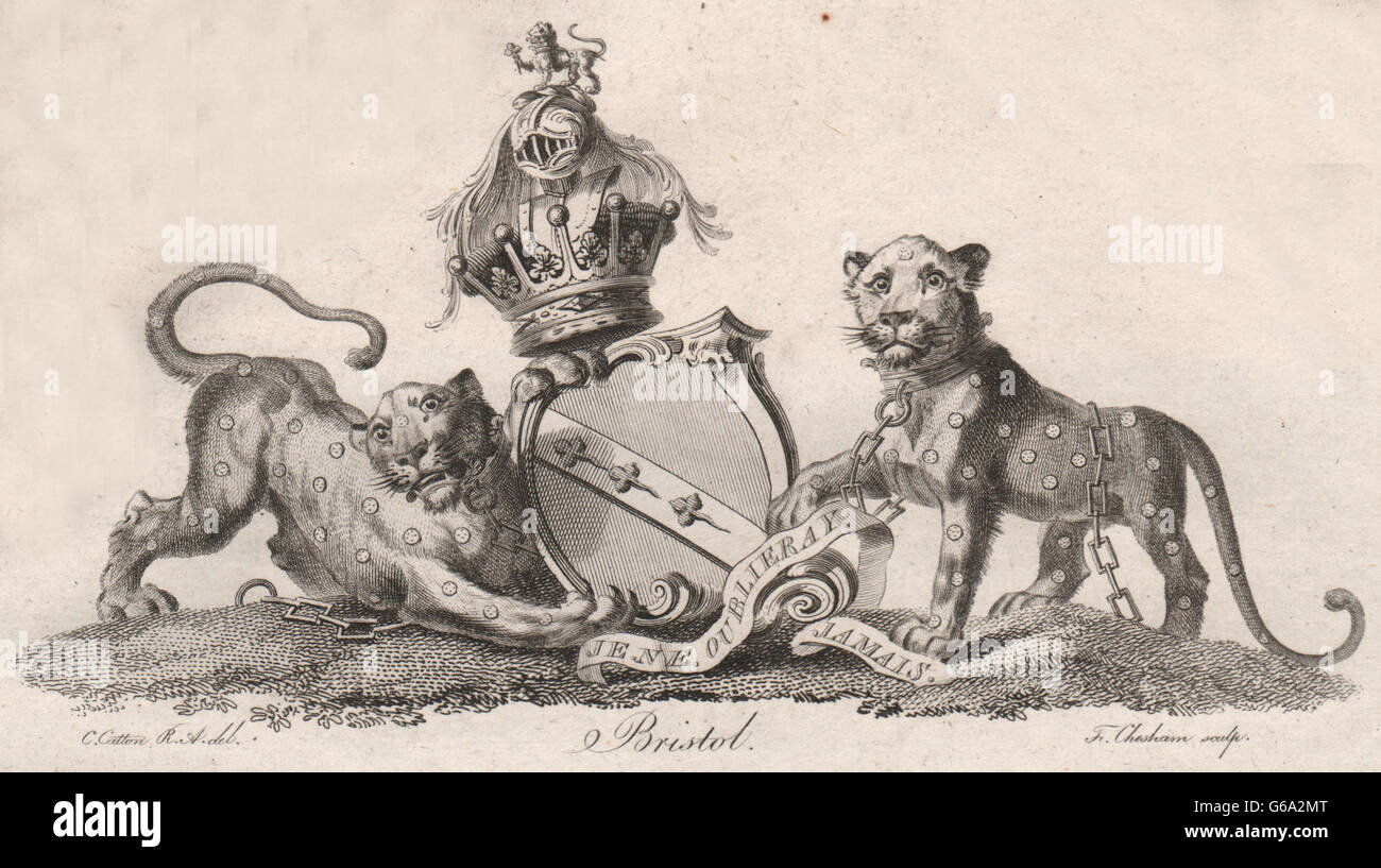 BRISTOL: Coat of Arms. Heraldry, antique print 1790 Stock Photo - Alamy