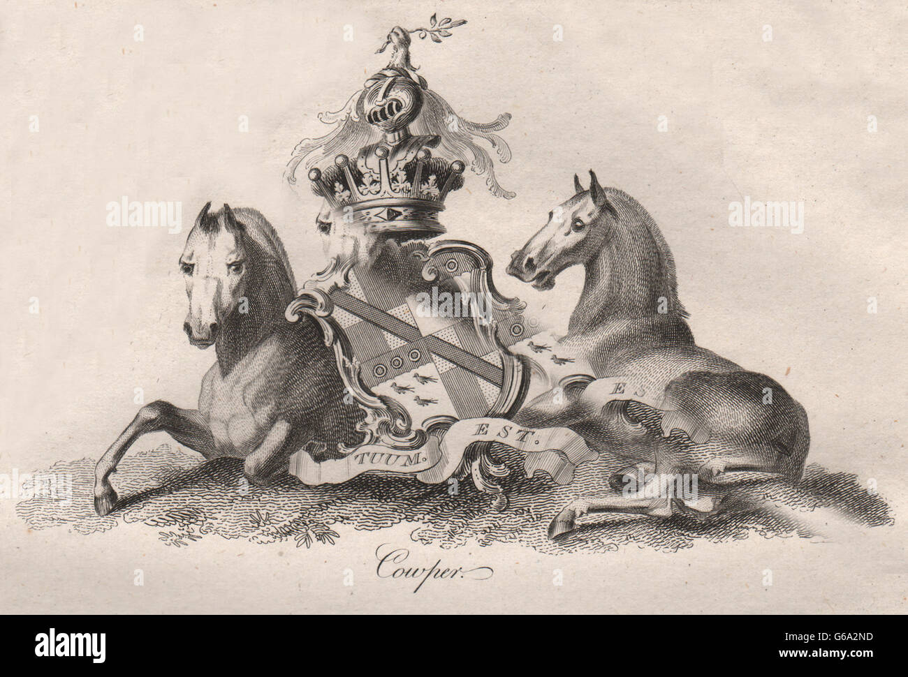 COWPER: Coat of Arms. Heraldry, antique print 1790 Stock Photo - Alamy