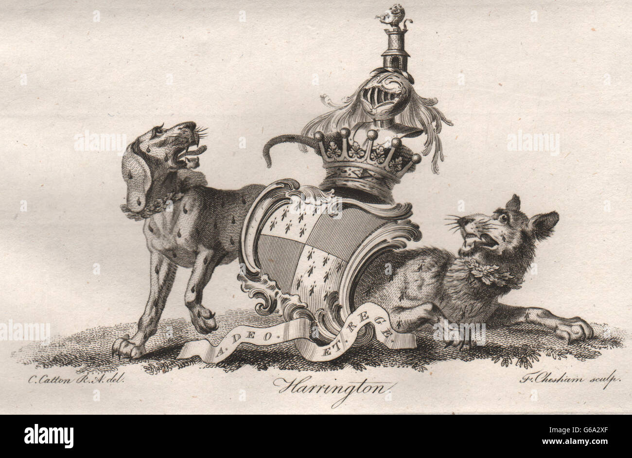 HARRINGTON: Coat of Arms. Heraldry, antique print 1790 Stock Photo - Alamy