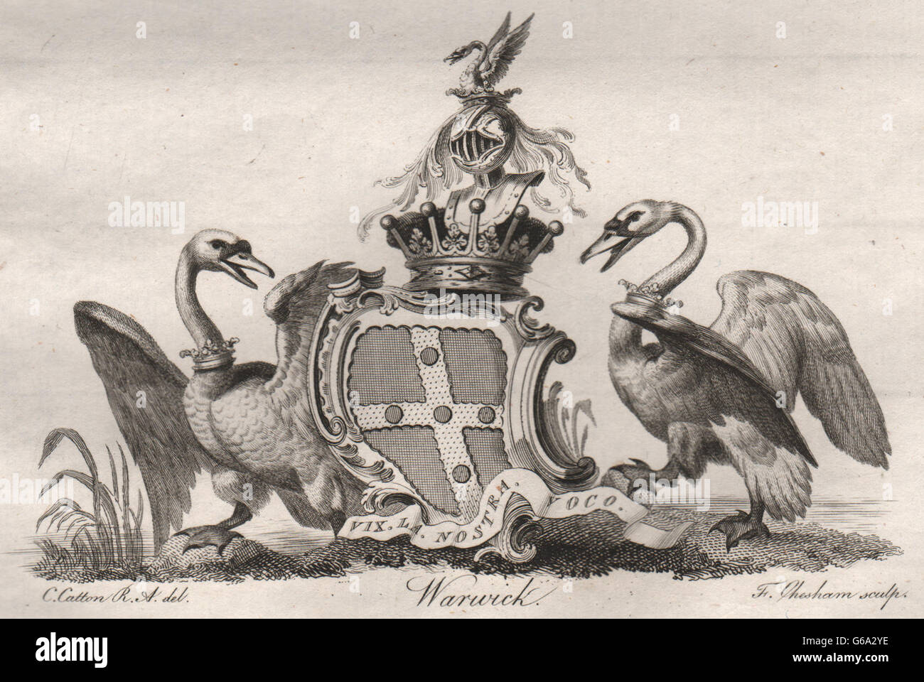 WARWICK: Coat of Arms. Heraldry, antique print 1790 Stock Photo - Alamy