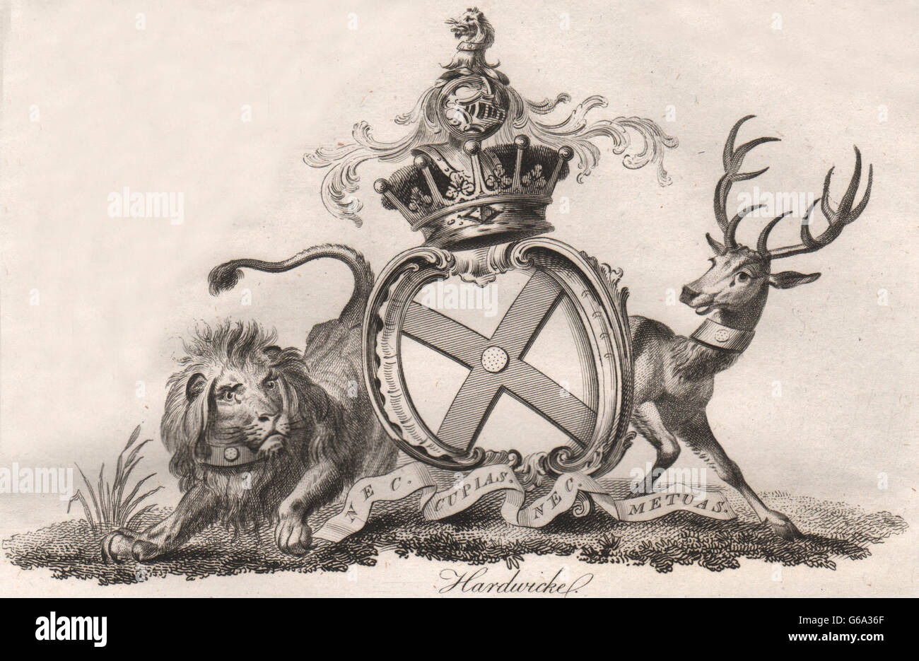 HARDWICKE: Coat of Arms. Heraldry, antique print 1790 Stock Photo - Alamy