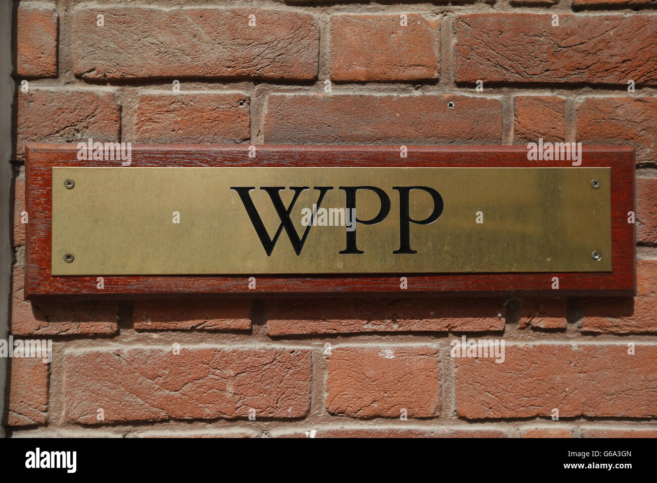 FTSE stock. General view of the sign outside the offices of WPP plc in ...
