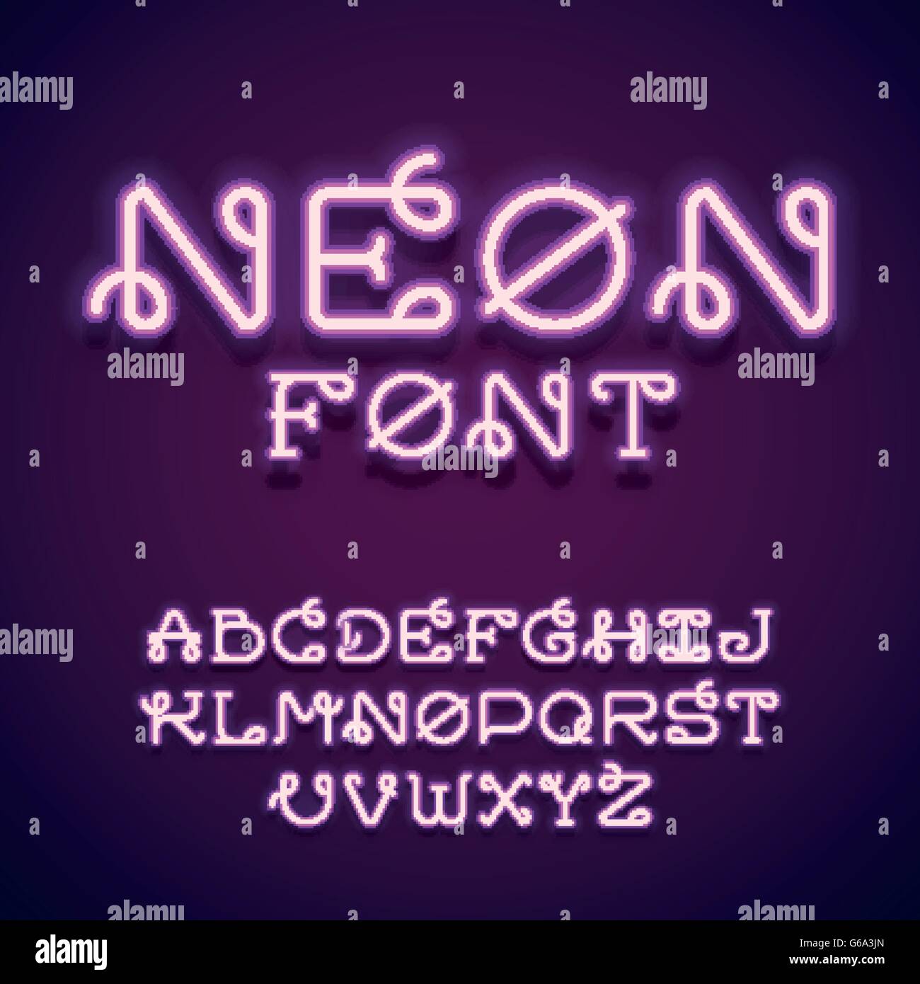 Neon vector font Stock Vector Image & Art - Alamy
