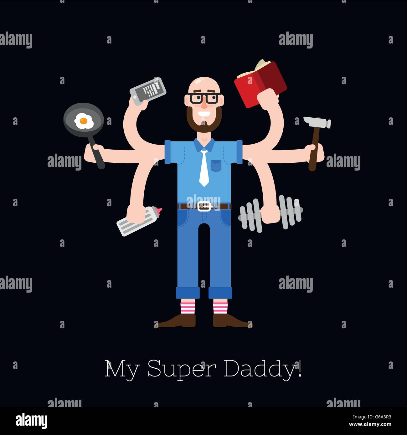 Vector Busy multitasking man Stock Vector Image & Art - Alamy