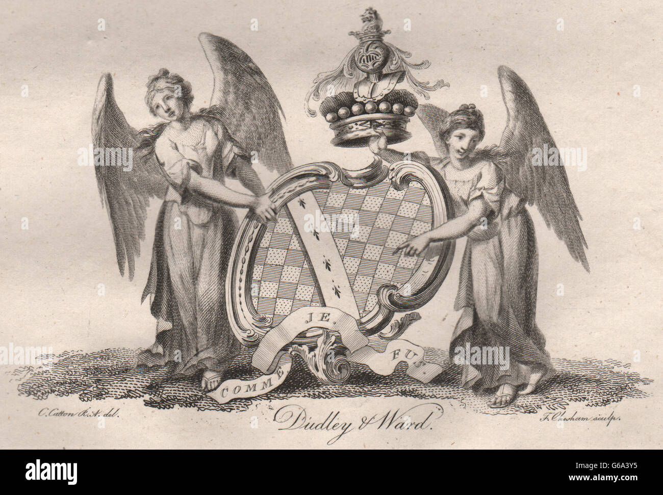 DUDLEY & WARD: Coat of Arms. Heraldry, antique print 1790 Stock Photo ...