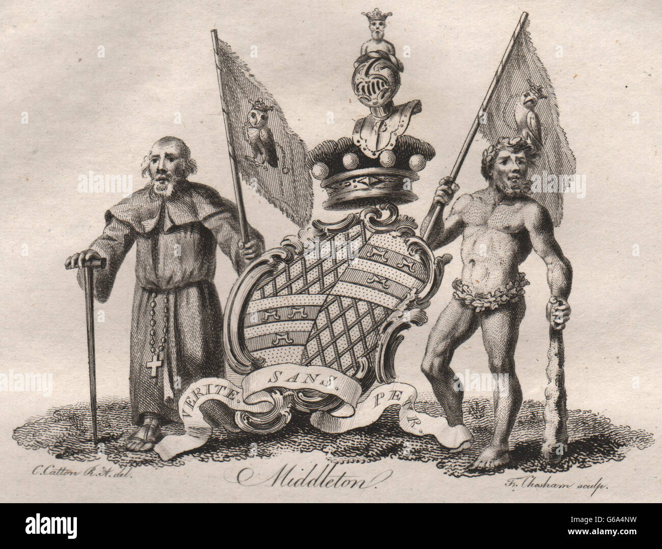 MIDDLETON: Coat of Arms. Heraldry, antique print 1790 Stock Photo - Alamy