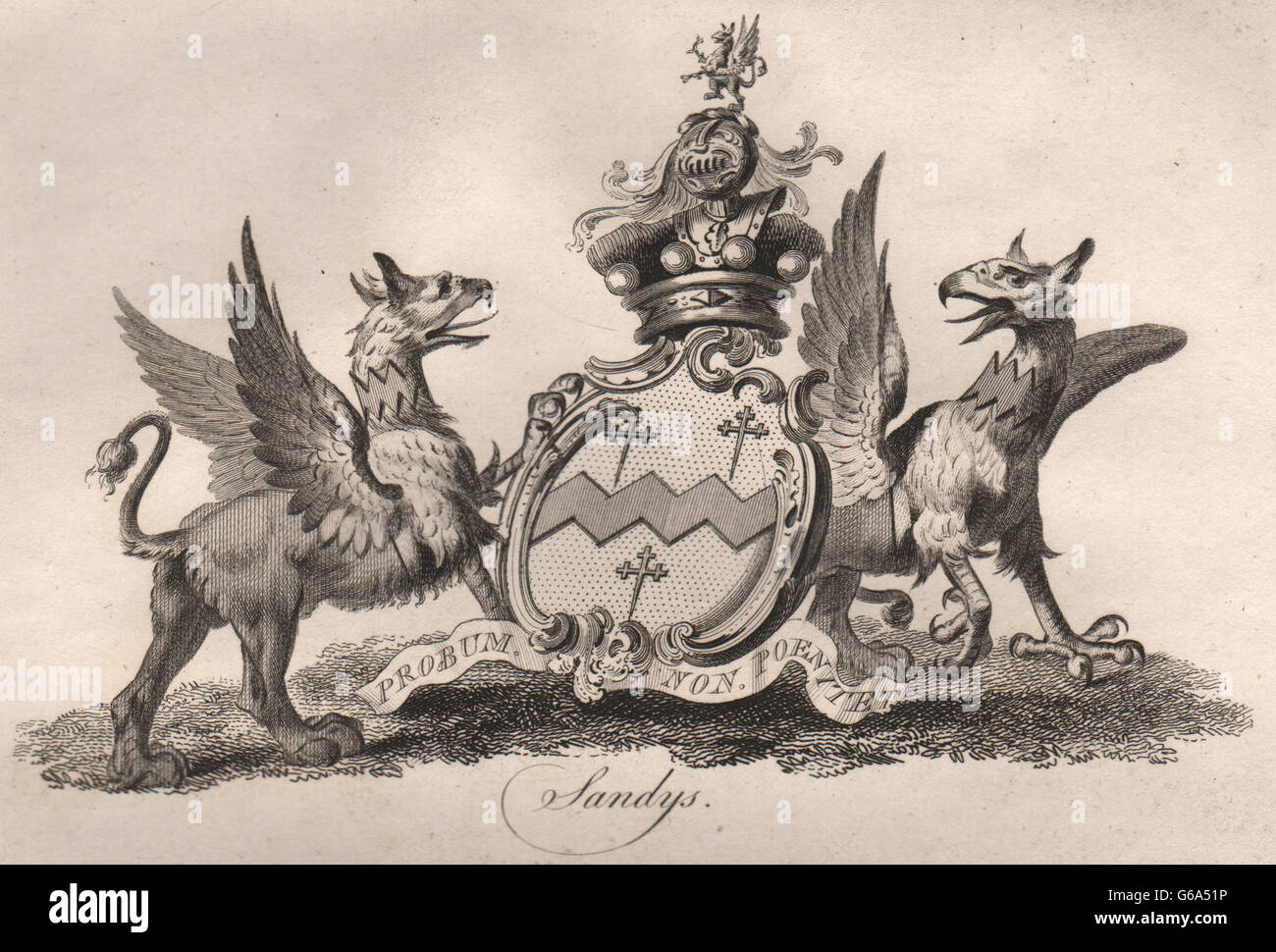 SANDYS: Coat of Arms. Heraldry, antique print 1790 Stock Photo - Alamy